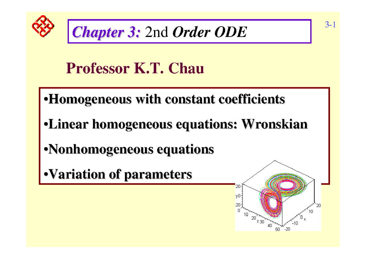 Ch3: Homogeneous & Nonhomogeneous 2nd Order ODE Analysis - Studocu