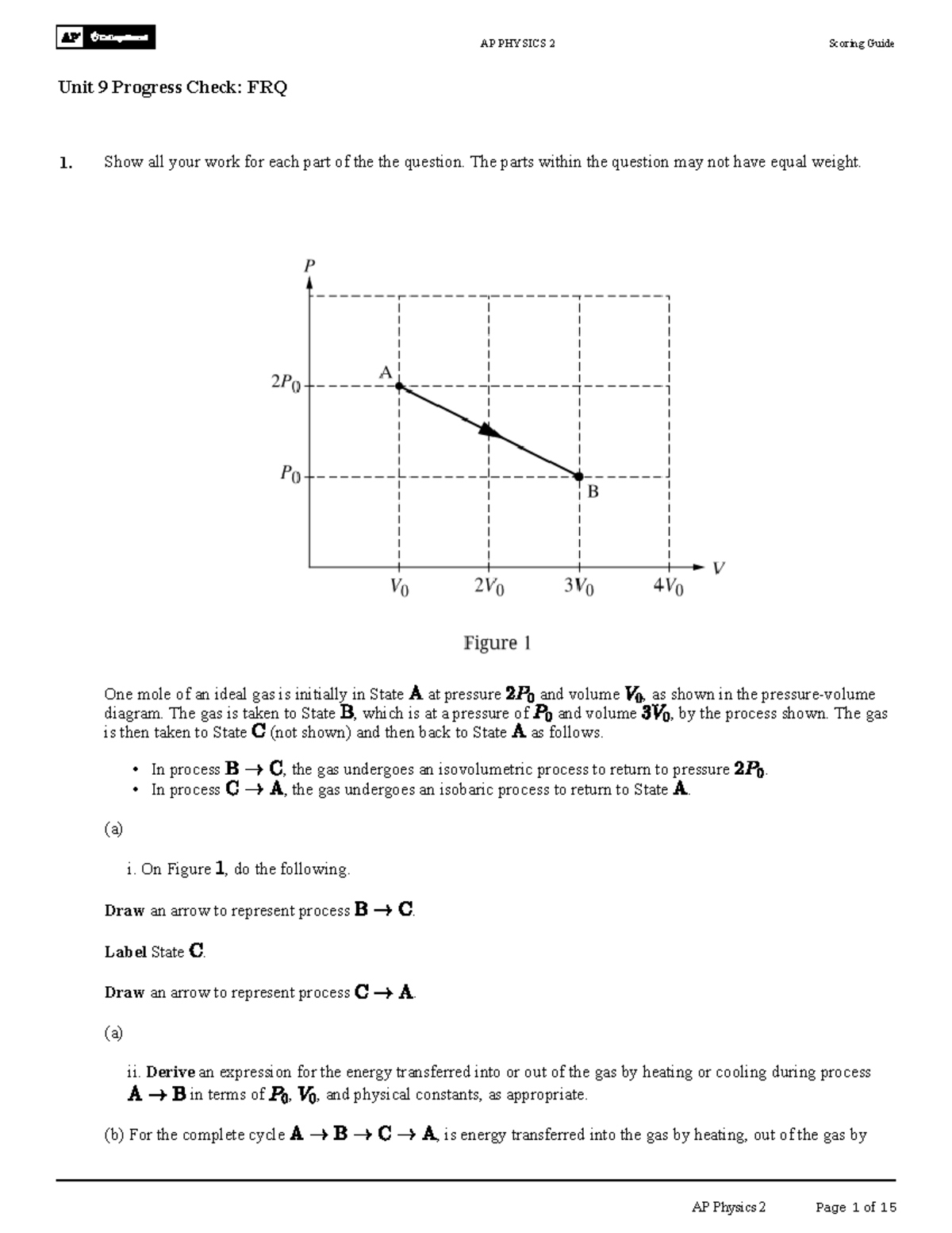 AP PHYSICS 2 Unit 9 Progress Check: Scoring Guide for FRQs - Studocu