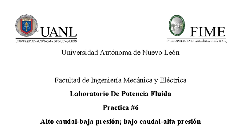 Laboratorio de Potencia Fluida - Práctica de Alto y Bajo Presión - Studocu
