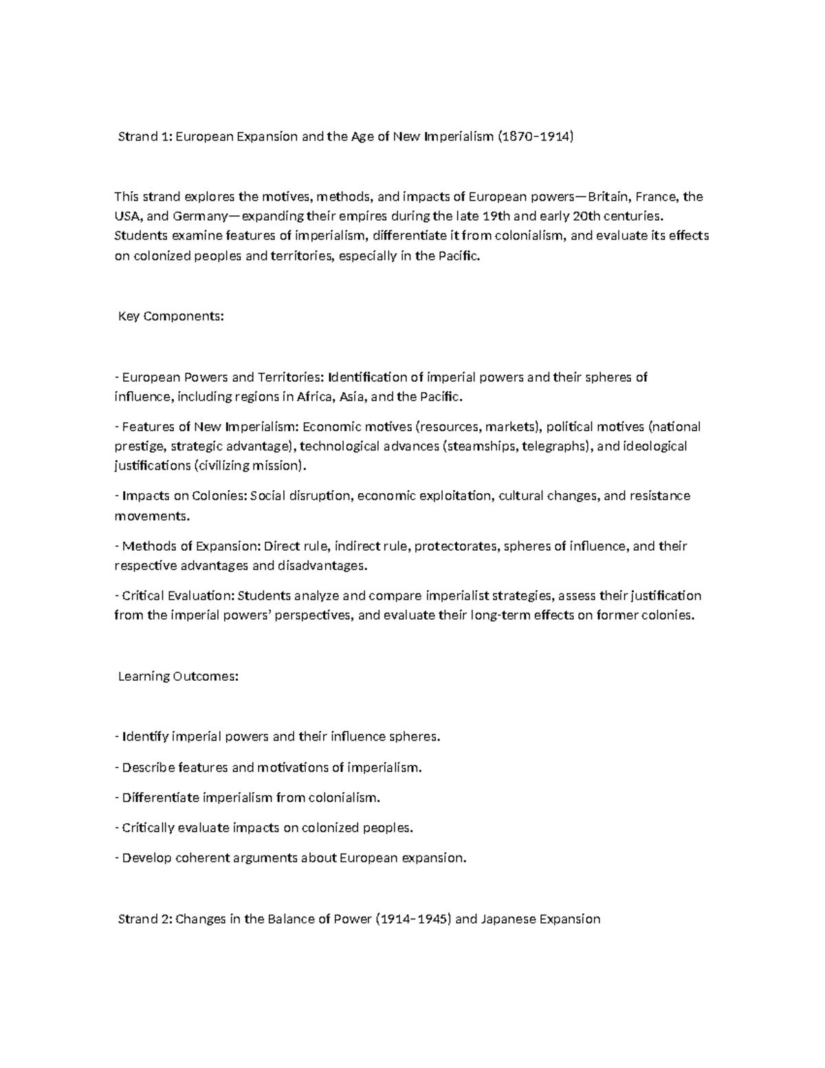 European Expansion, Imperialism, and WWII Impacts in the Pacific (HIST ...