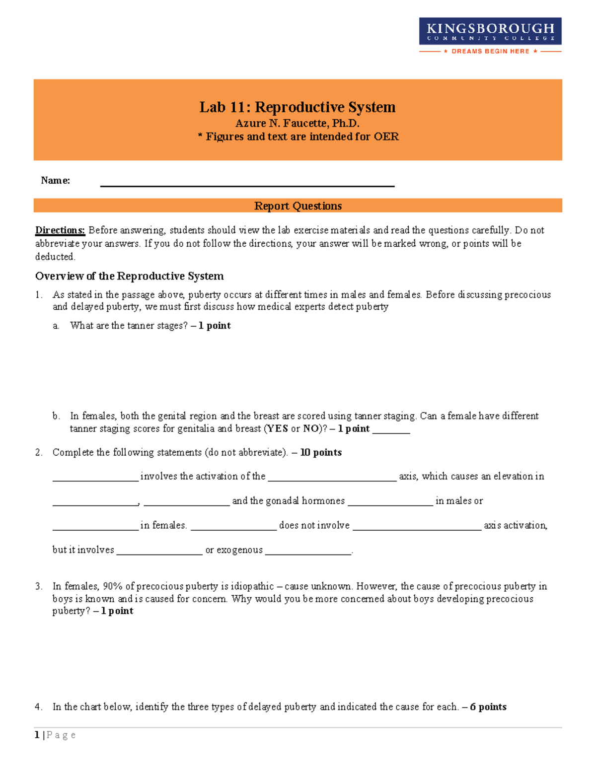 Lab 11 Reproductive System Anatomy Lab Report fill in - Lab 11 ...