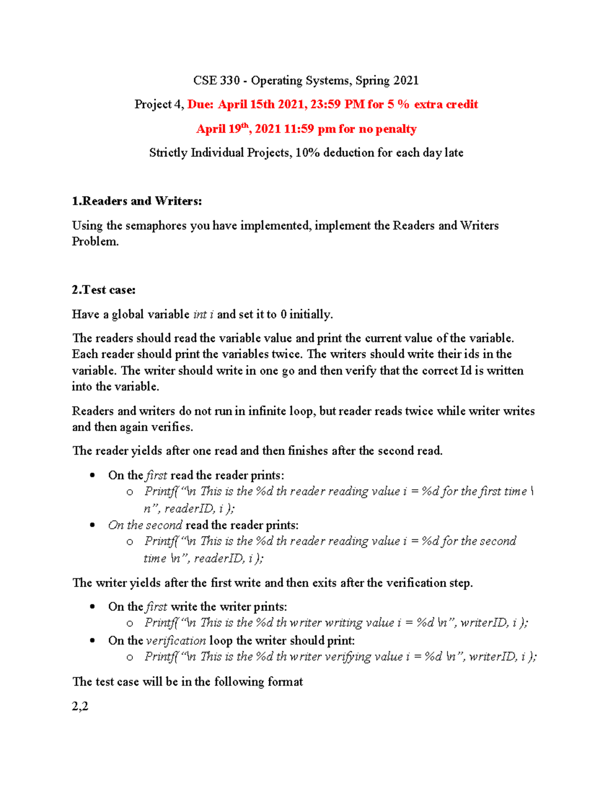 CSE 330 - Project 4 Instructions - Spring 2021 Guide - Studocu