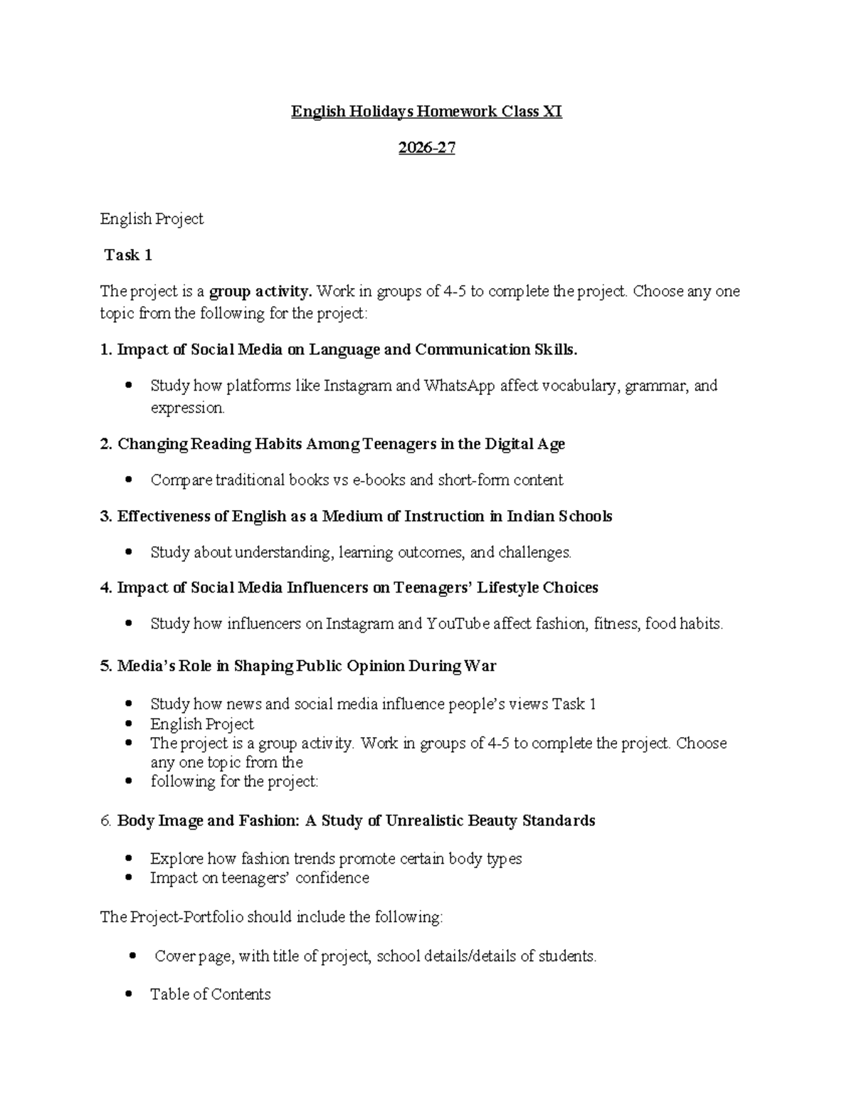 Class XI English Project: Impact of Social Media & Reading Habits - Studocu