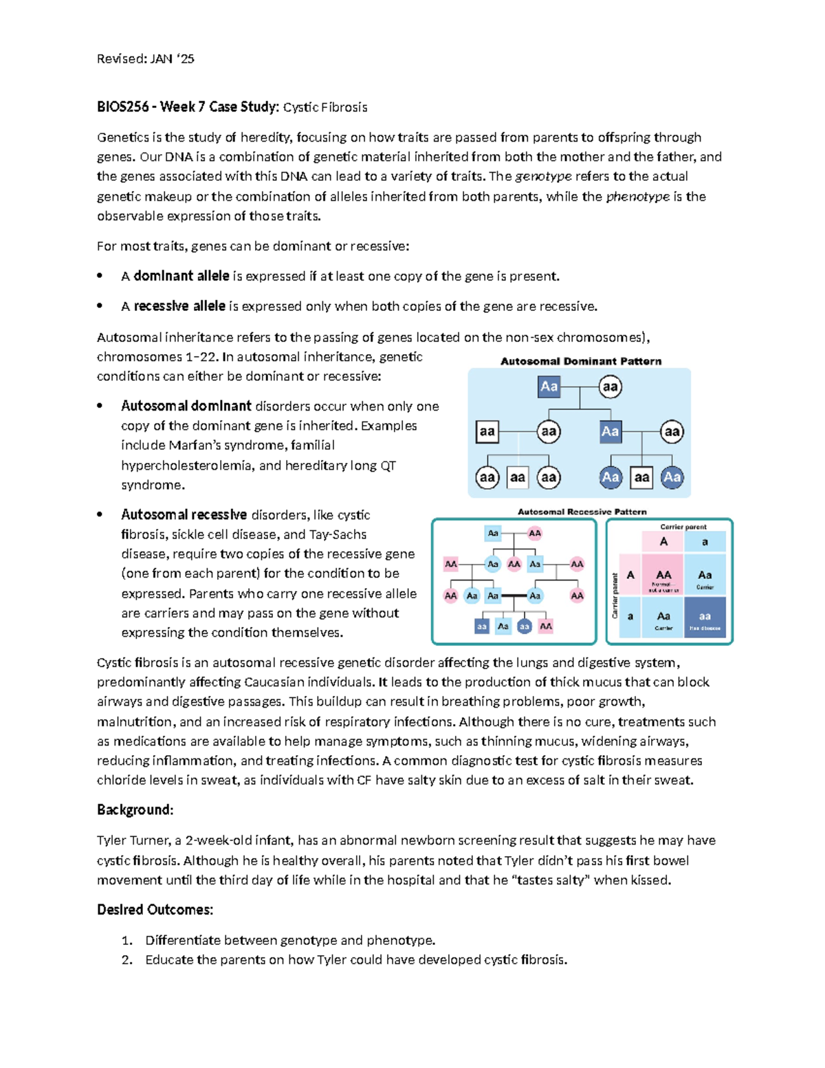 BIOS256 Week 7 Case Study: Genetics of Cystic Fibrosis - Studocu