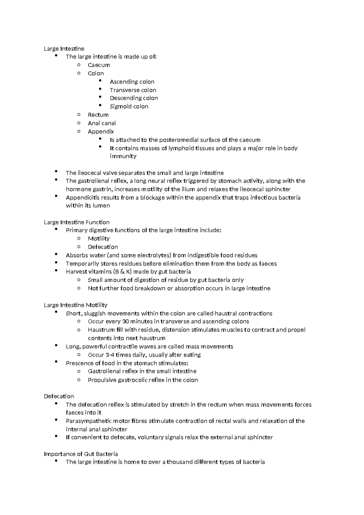 Large Intestine Overview: Structure, Function & Motility - CCC - Studocu