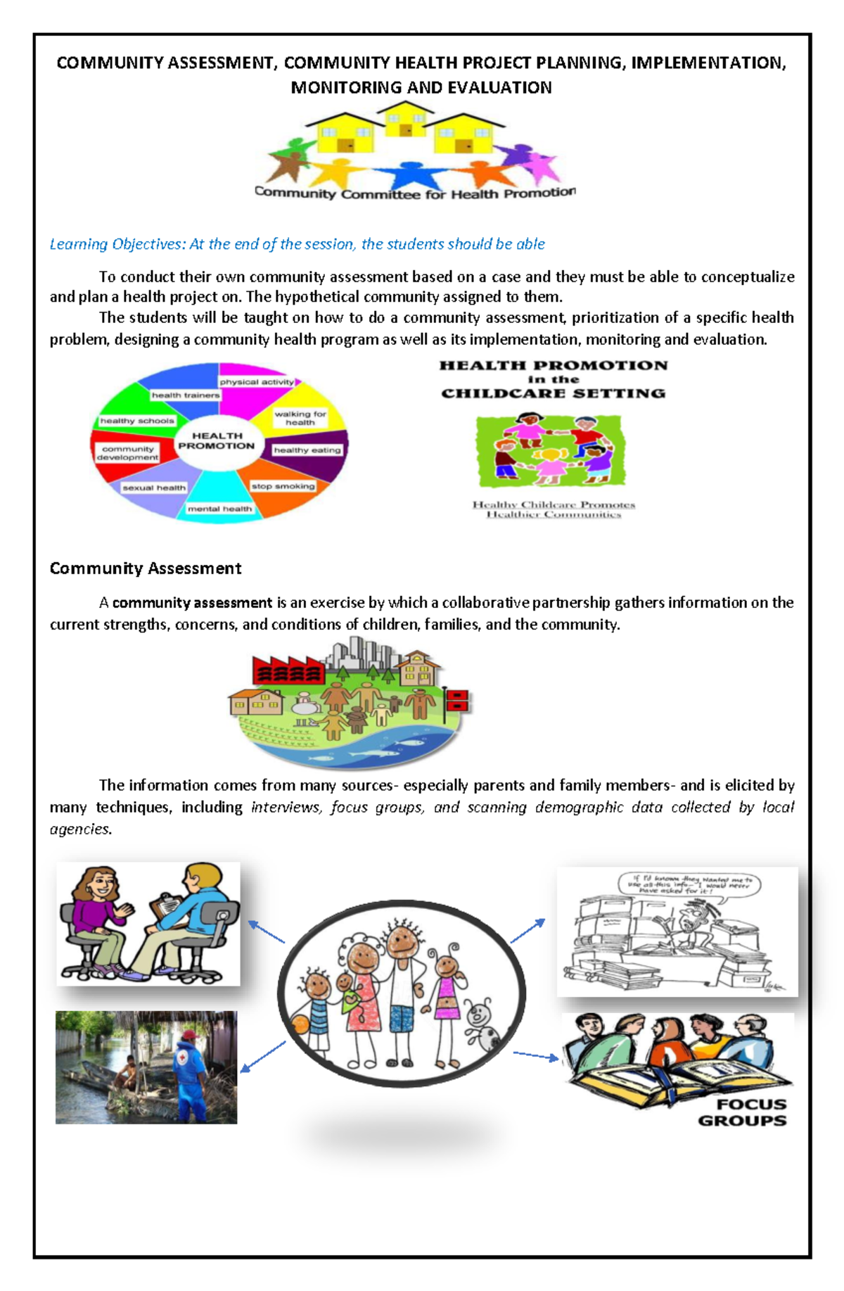 Community Assessment and Health Project Planning (CPHM) - Studocu