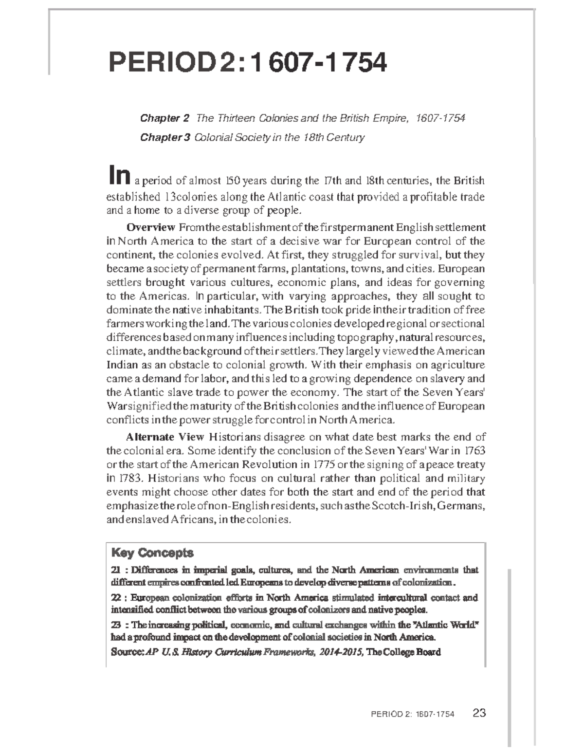 U.S. History: The Thirteen Colonies & British Empire (1607-1754) - Studocu