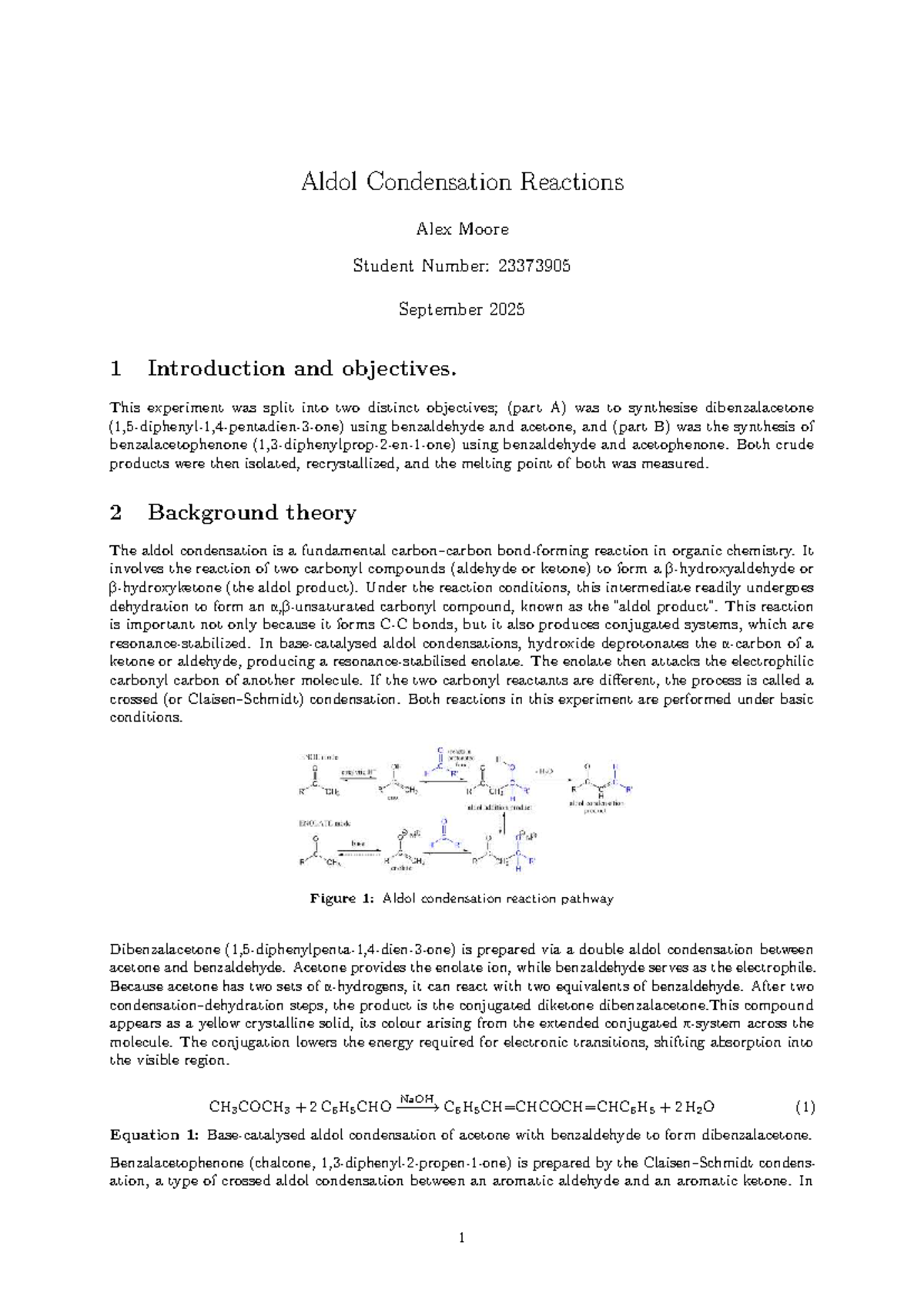 Aldol Condensation Reactions: Synthesis of Dibenzalacetone ...