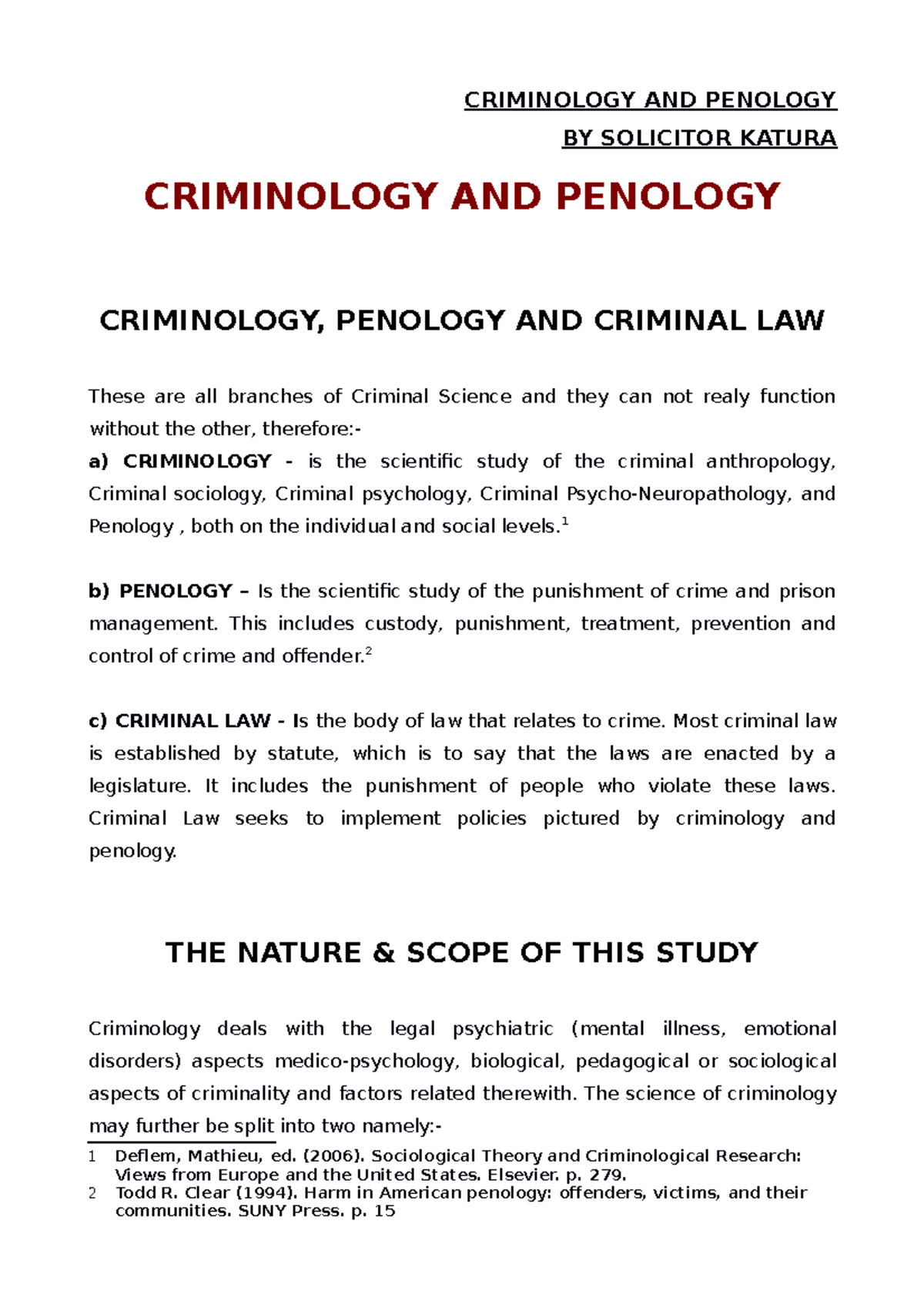 Criminology & Penology Study Notes - CrimLaw 101 by Solicitor K. - Studocu