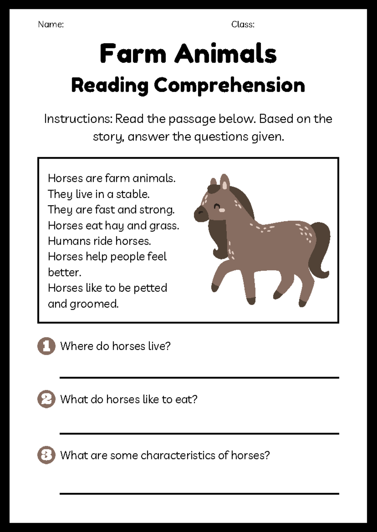 Farm Animals Reading Comprehension & CVC Word Activity -6 - Studocu