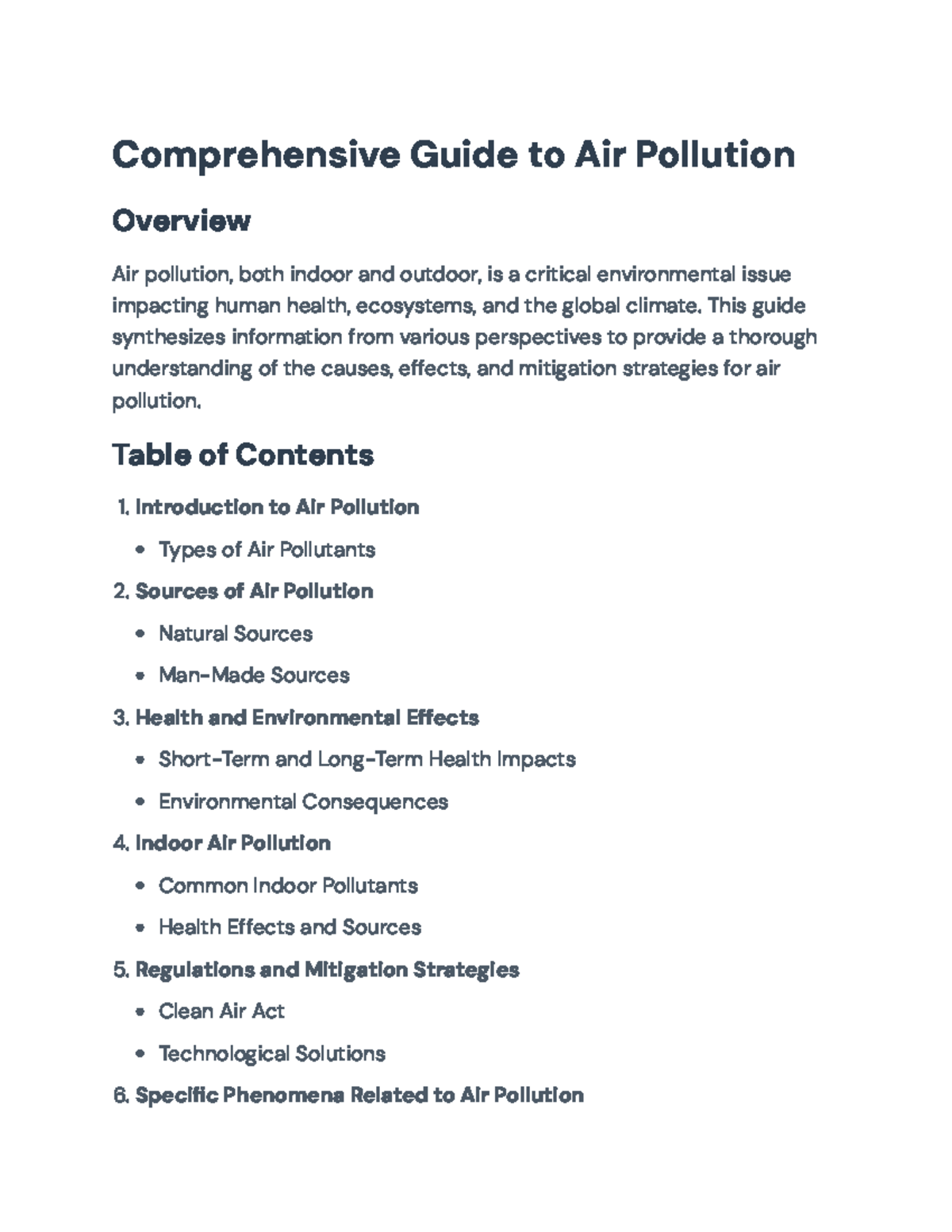 Comprehensive Guide to Air Pollution (ENV 101): Causes & Mitigation ...