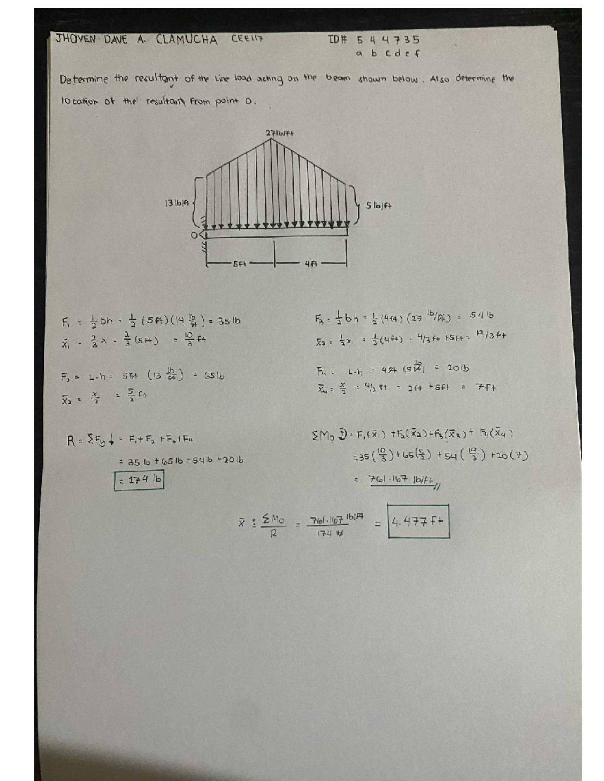 Resultant Line Load Analysis - CEE117 Practical Exam - Studocu