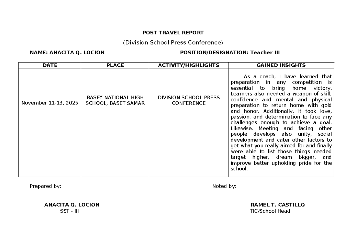 POST TRAVEL REPORT: Insights from Division School Press Conference ...