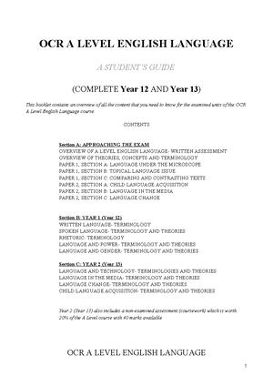A Level English Language CLA Past Paper Questions & Analysis - Studocu