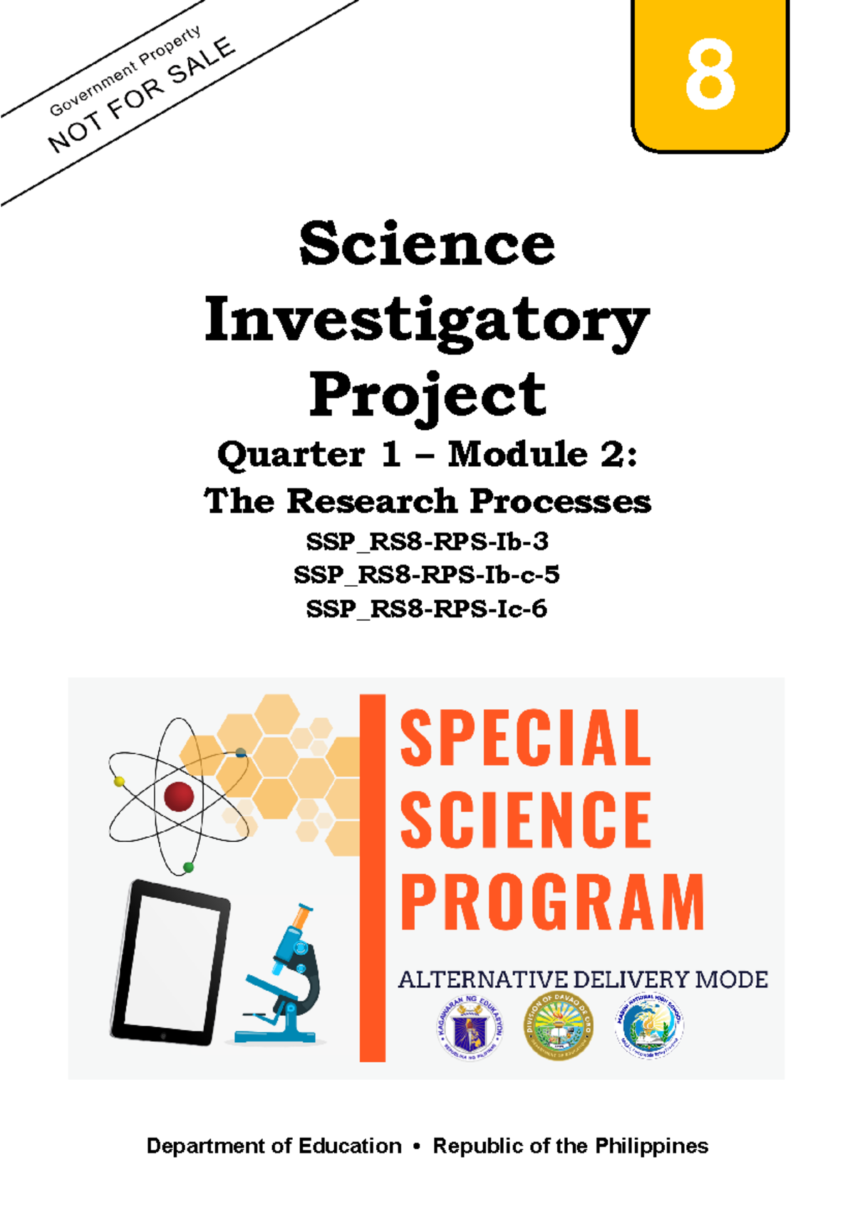 Grade 8 Science SSP_RS8-RPS-Ib-3: Understanding Research Processes ...