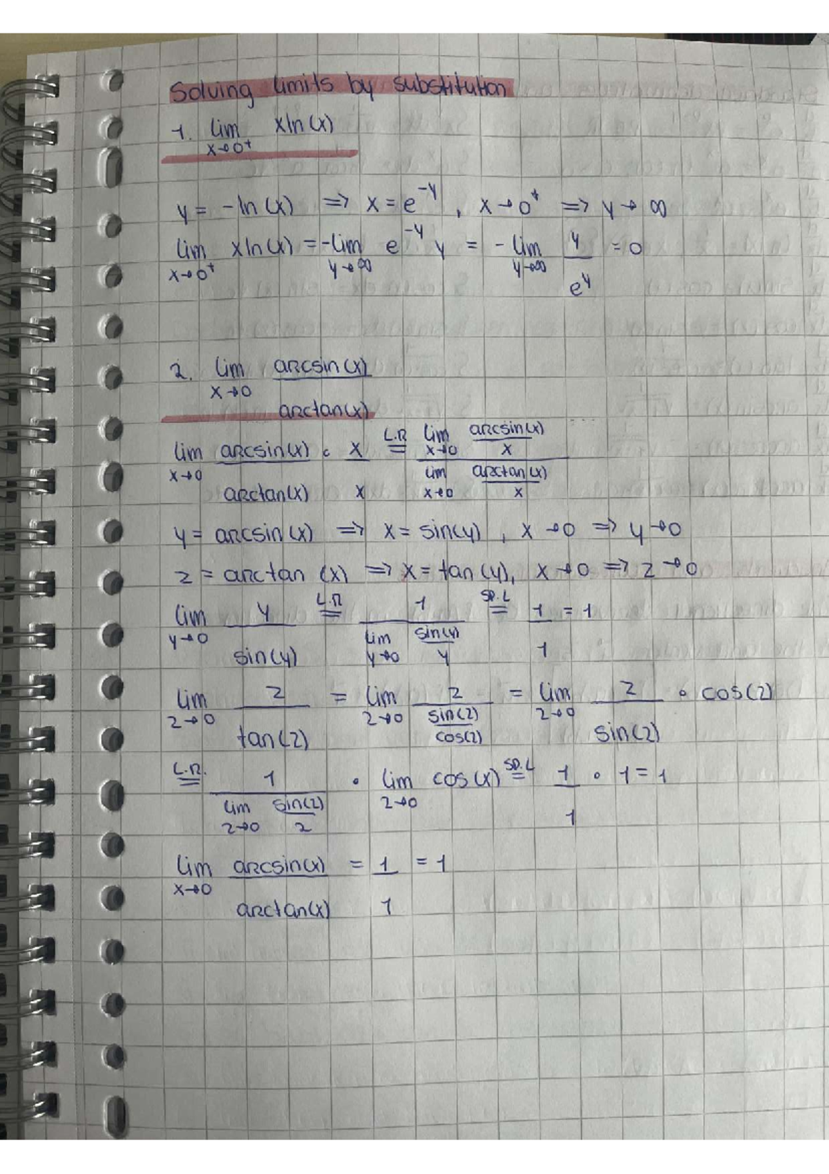 Limits and Substitution Techniques - IMG 5421 Study Notes - Studeersnel