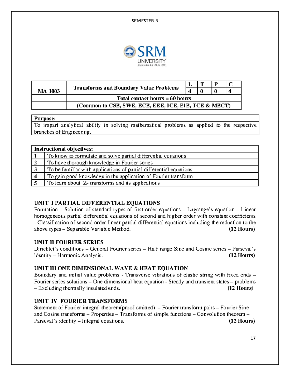 MA1003 transforms and boundary value problems 2014 - UNIT I PARTIAL ...