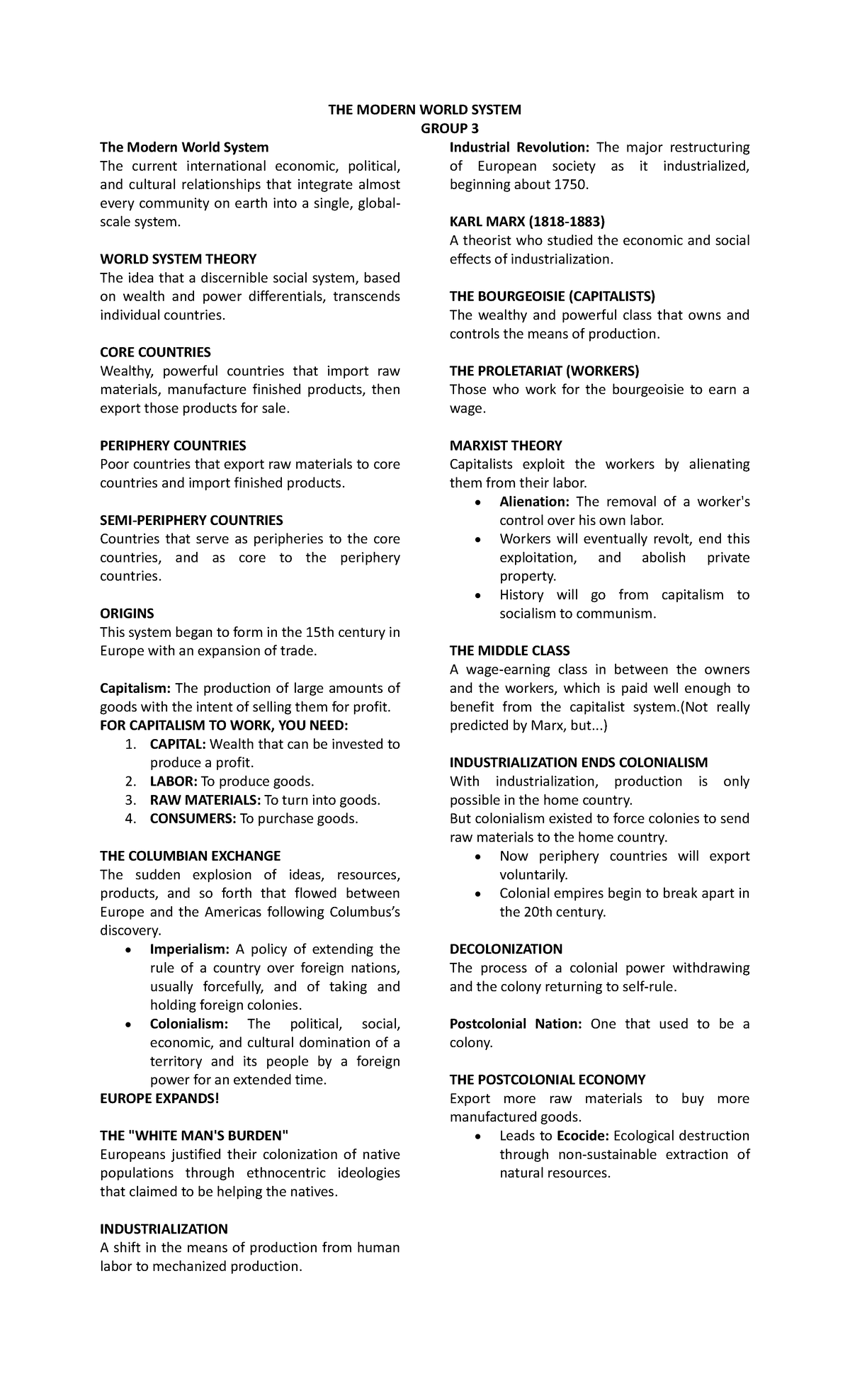 THE Modern World System - THE MODERN WORLD SYSTEM GROUP 3 The Modern ...