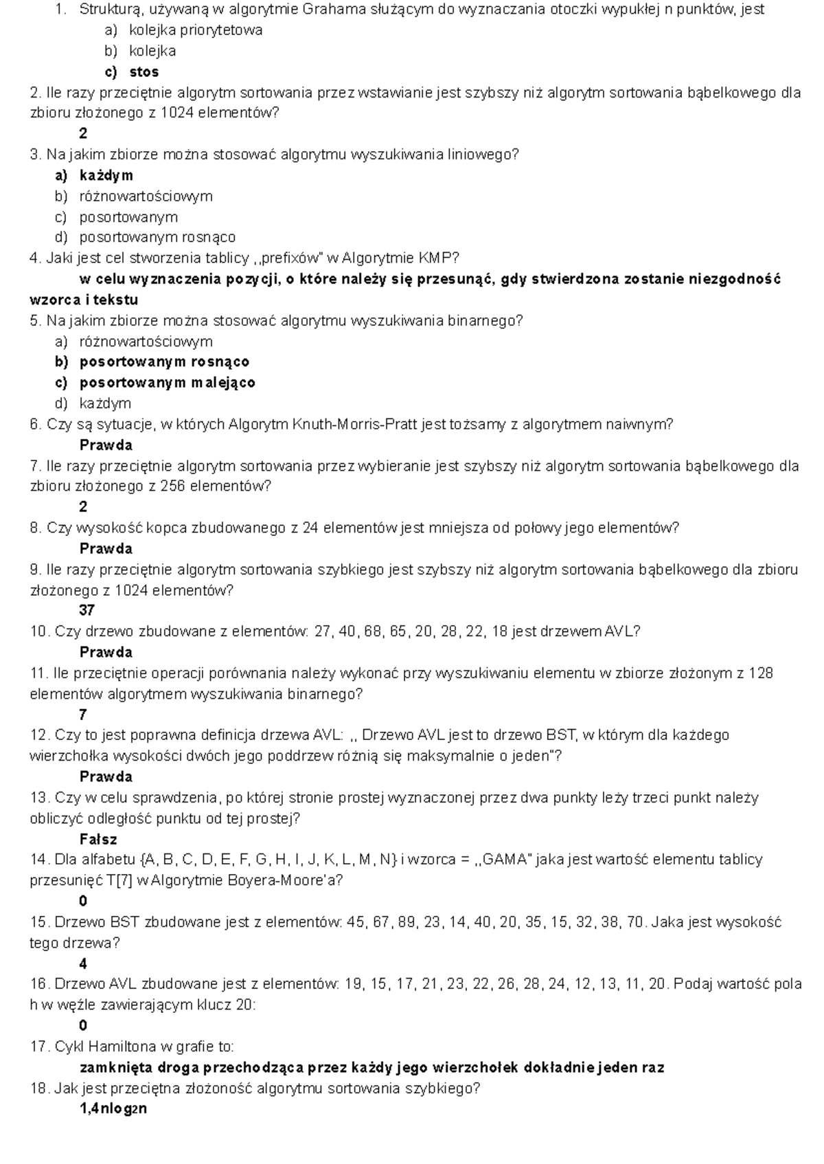Algorytmika - Egzamin końcowy z tematów algorytmów i struktur danych ...