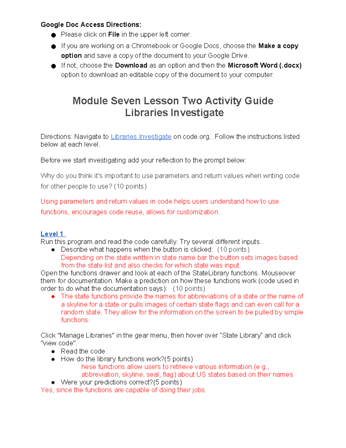 APCS-P Module 7 Lesson 2 Activity Guide: Exploring Libraries - Studocu