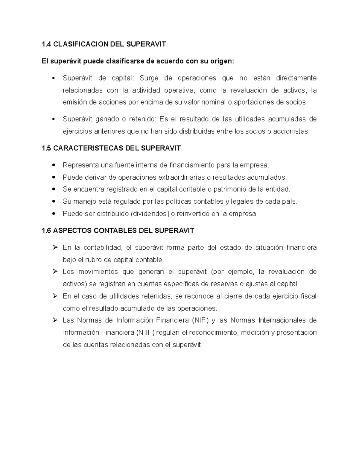 Clasificación y características del superávit en contabilidad - Studocu