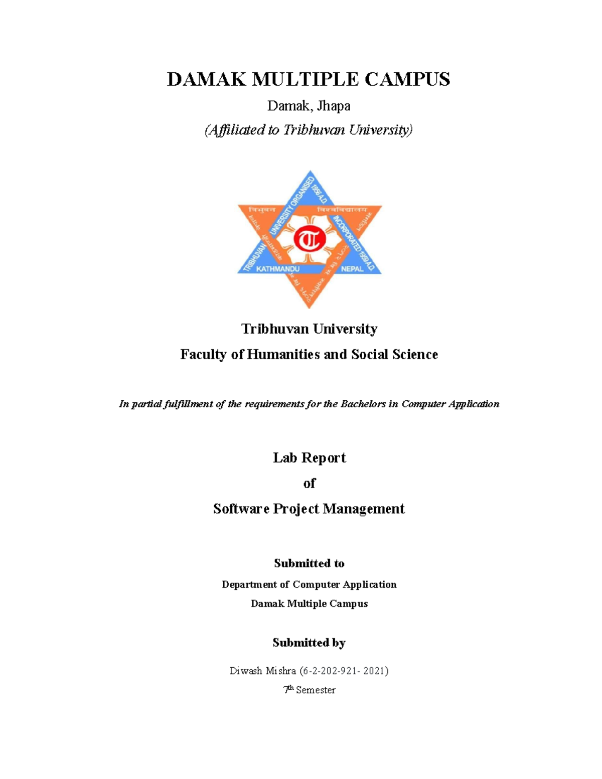 SPM Lab Report: Software Project Management (BCA 7th Sem) - Studocu