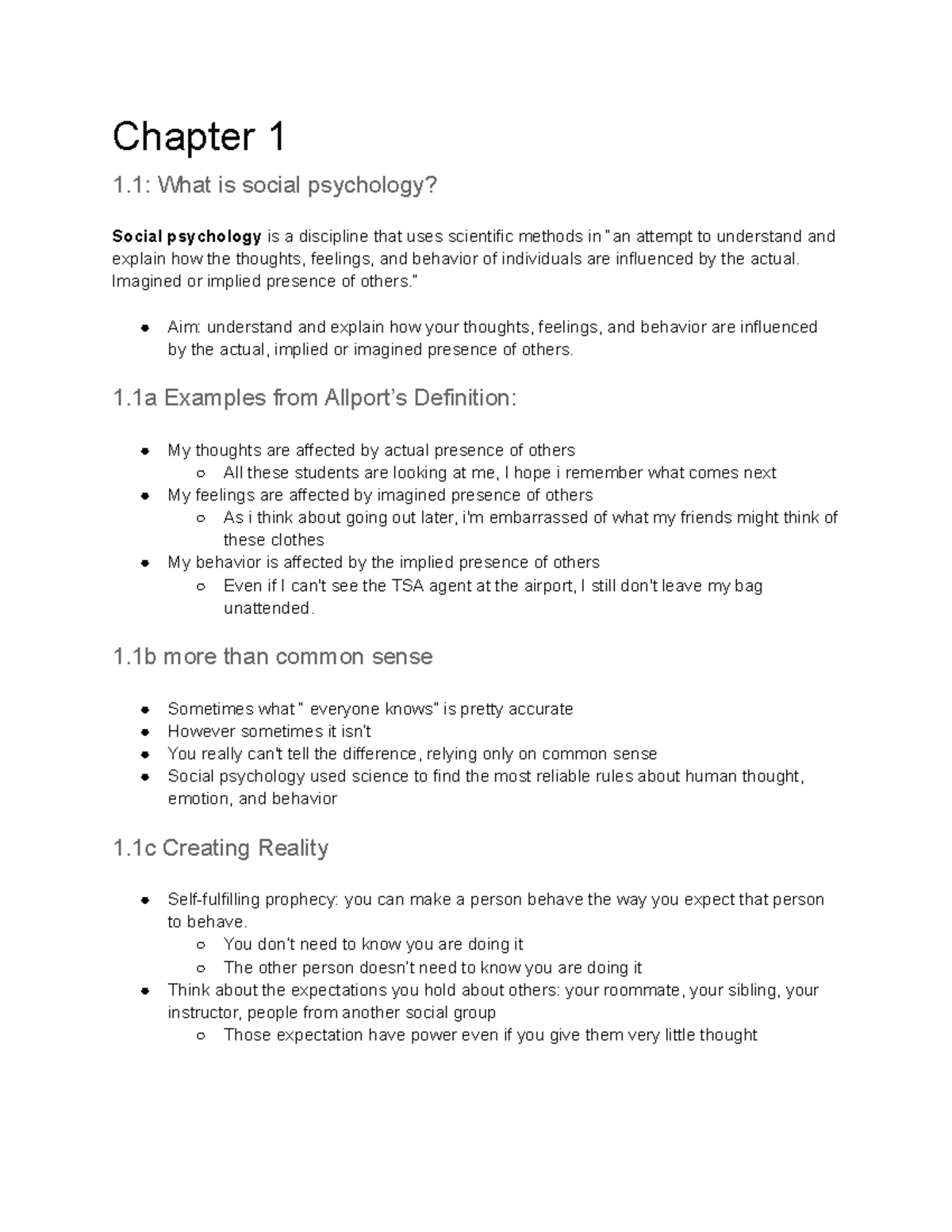 Social Psychology notes - Chapter 1 1: What is social psychology ...