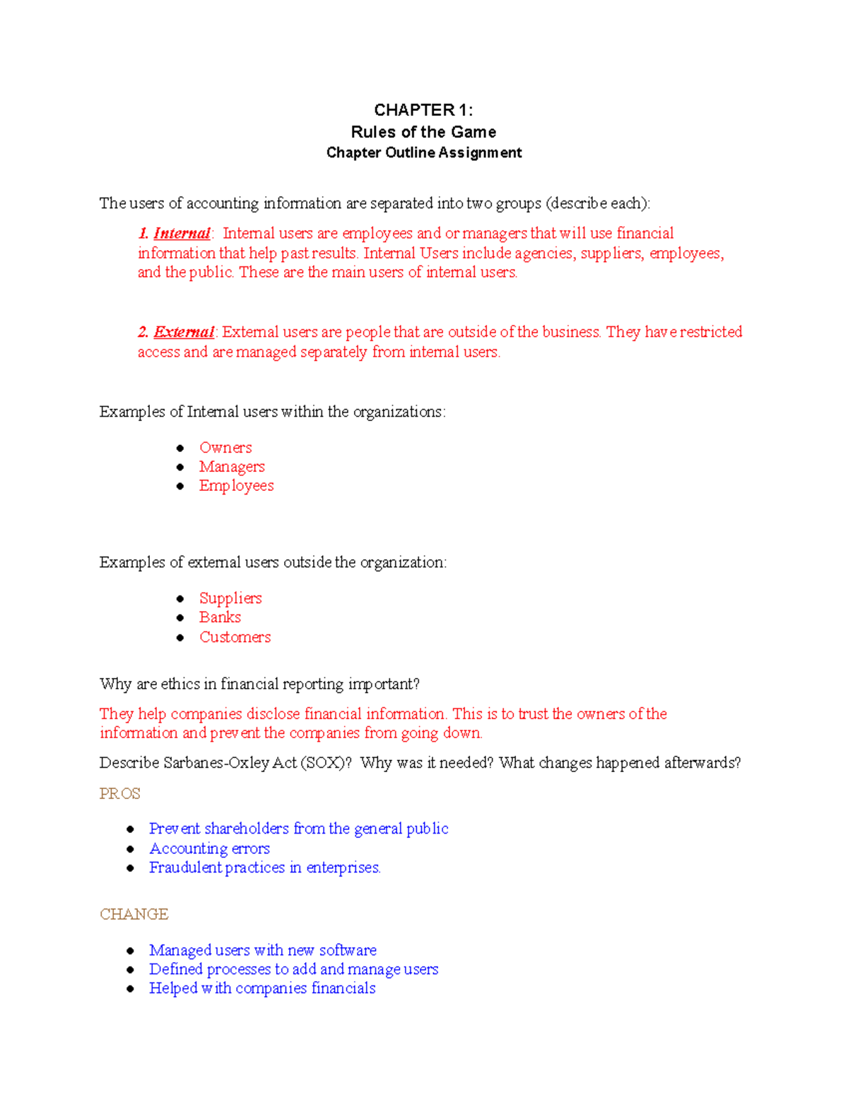 Chapter 1 Outline Assignment - Evelyn Laun - CHAPTER 1: Rules of the ...