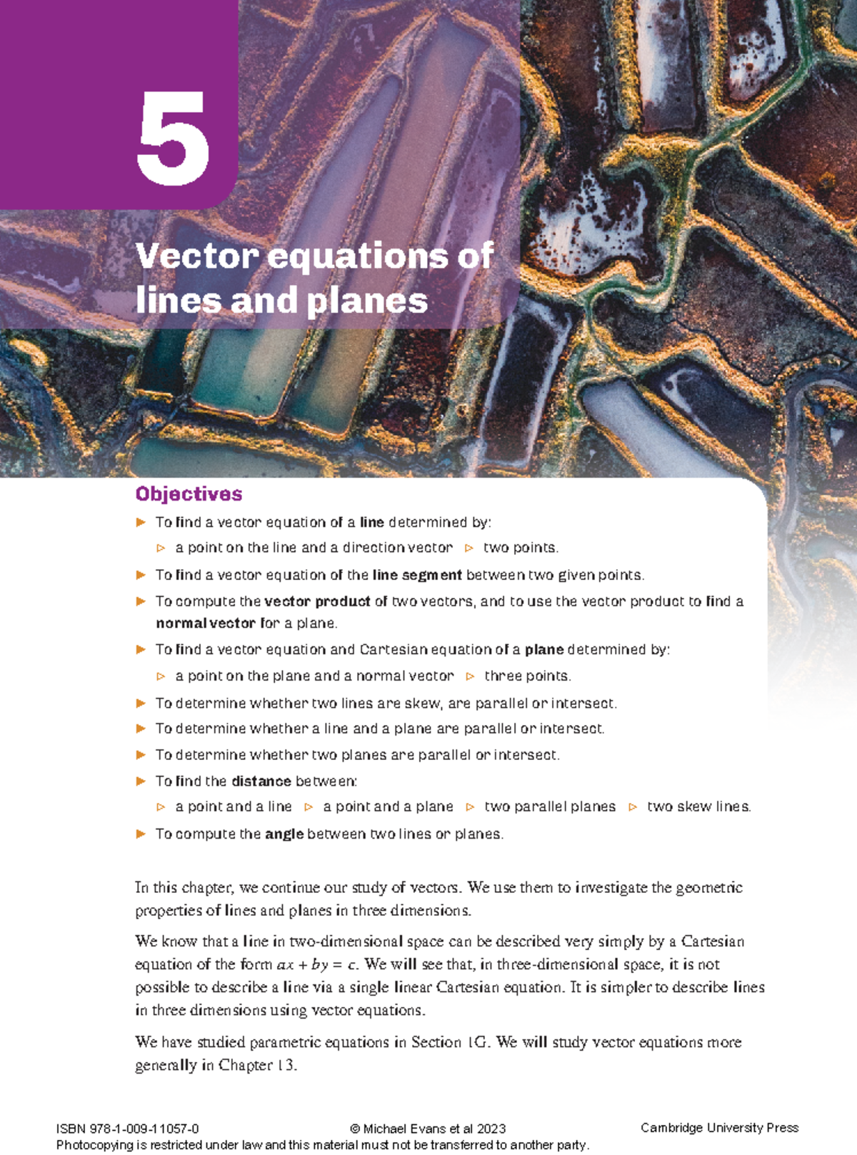 Chapter 5: Vector Equations of Lines & Planes - Detailed Overview - Studocu
