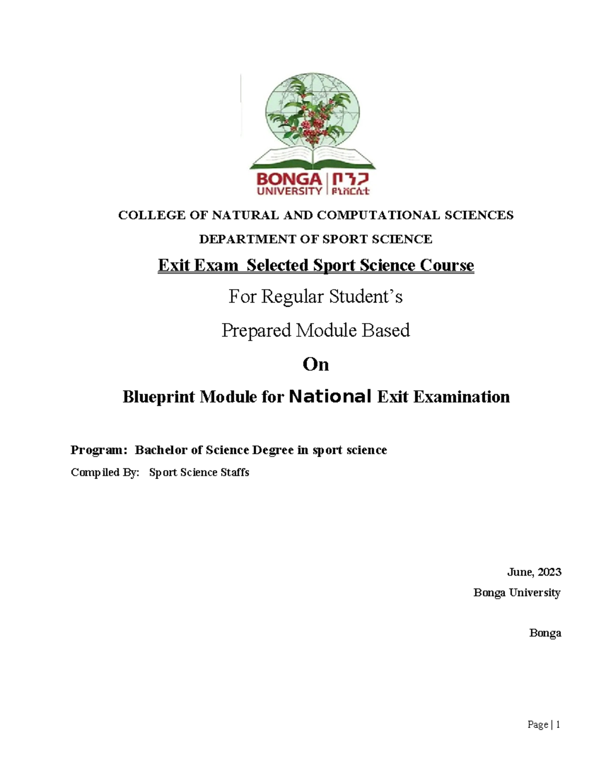 Sport Science Exit Exam Blueprint - B.Sc. Program Overview - Studocu