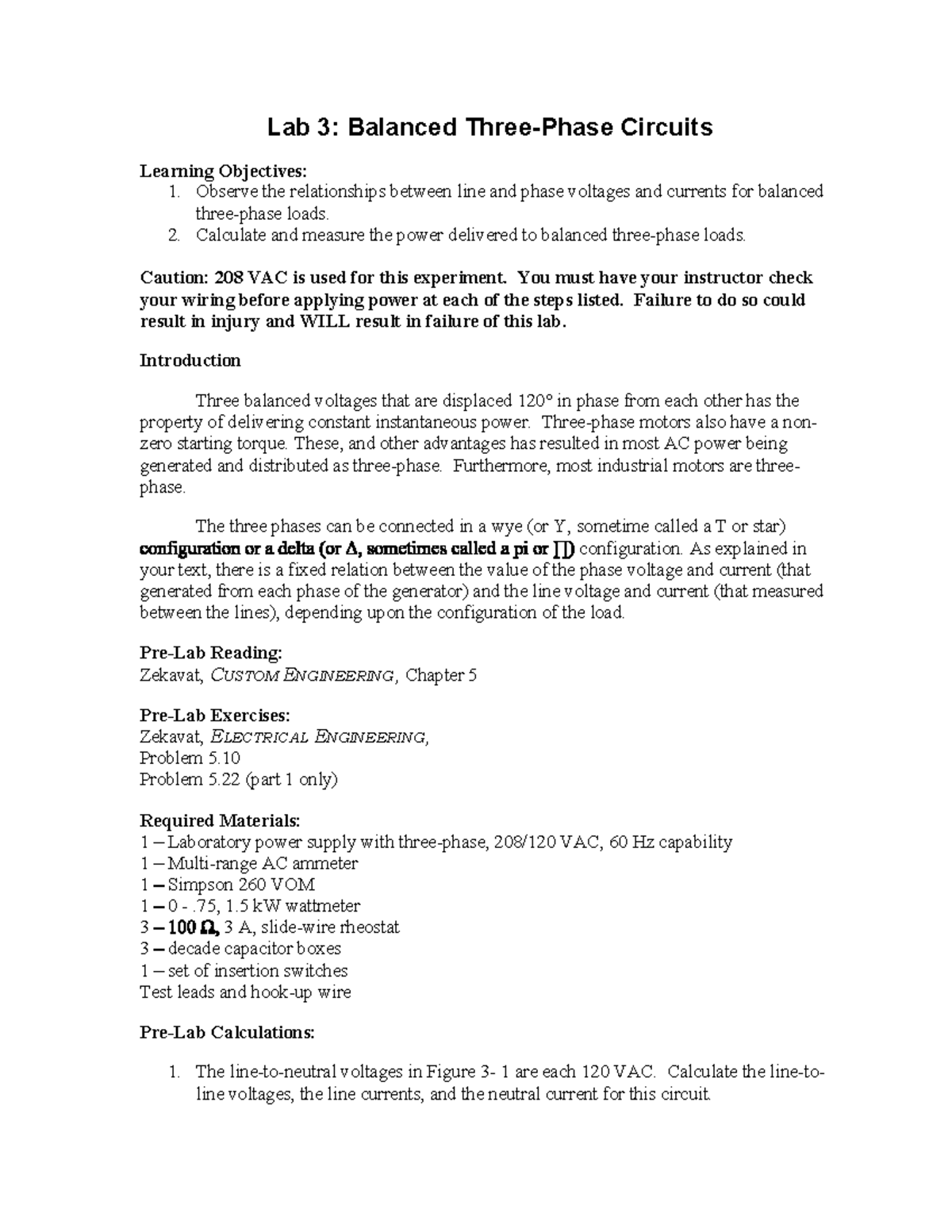 Lab 3 - Lab 3 - Lab 3: Balanced Three-Phase Circuits Learning ...