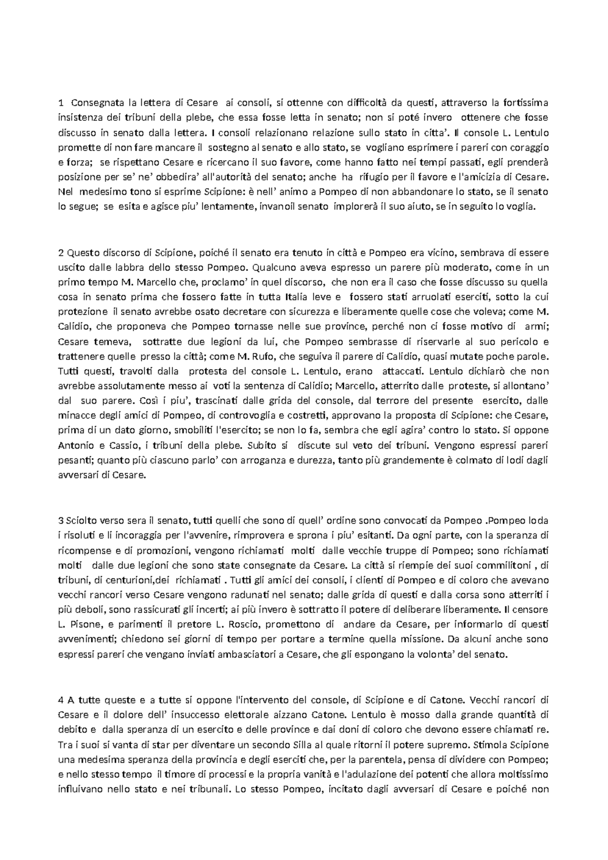 Cesare: Libro I, Paragrafi 1-25 - Analisi e Riflessioni - Studocu