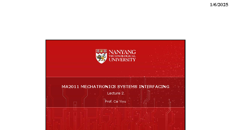 MA2011 MECHATRONICS SYSTEMS INTERFACING Lecture 2: Fourier Series Insights - Studocu