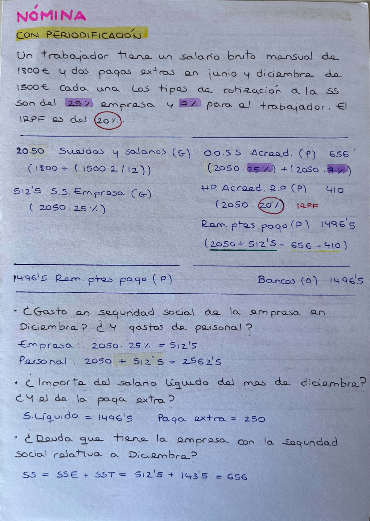 NÓMINA CON PERIODIFICACIÓN Y CÁLCULOS DE SUELDOS 2050 - Studocu
