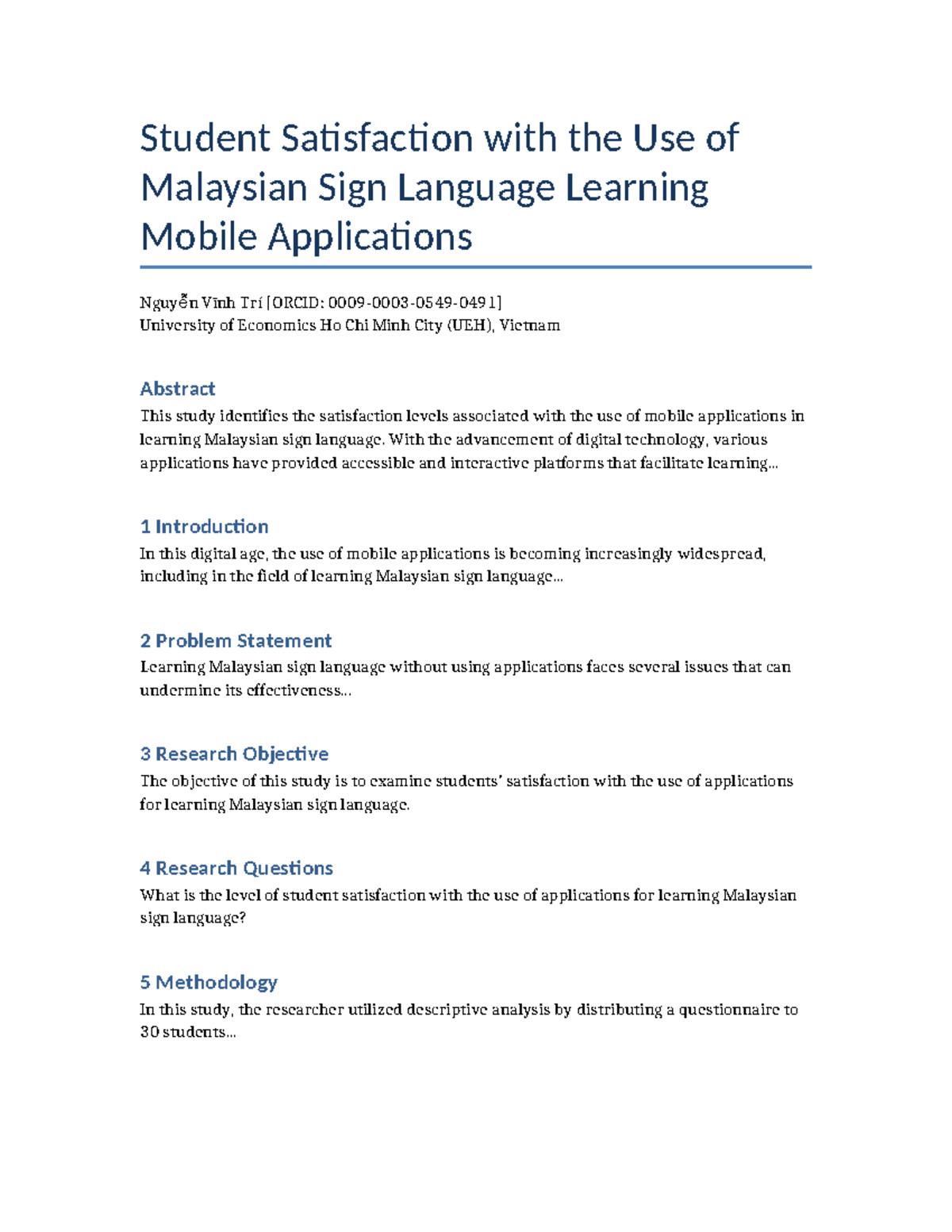 Student Satisfaction with Malaysian Sign Language Apps (UEH) - Studocu