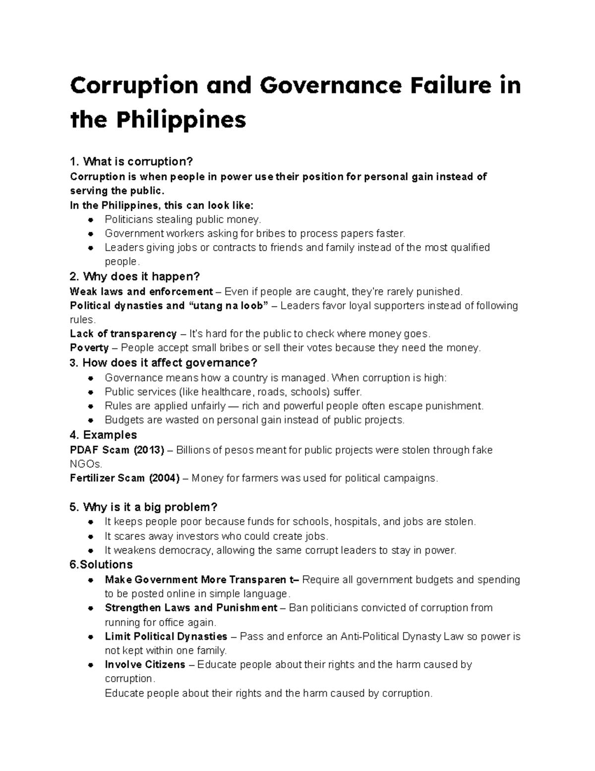 Corruption and Governance Failures in the Philippines: An Analysis ...