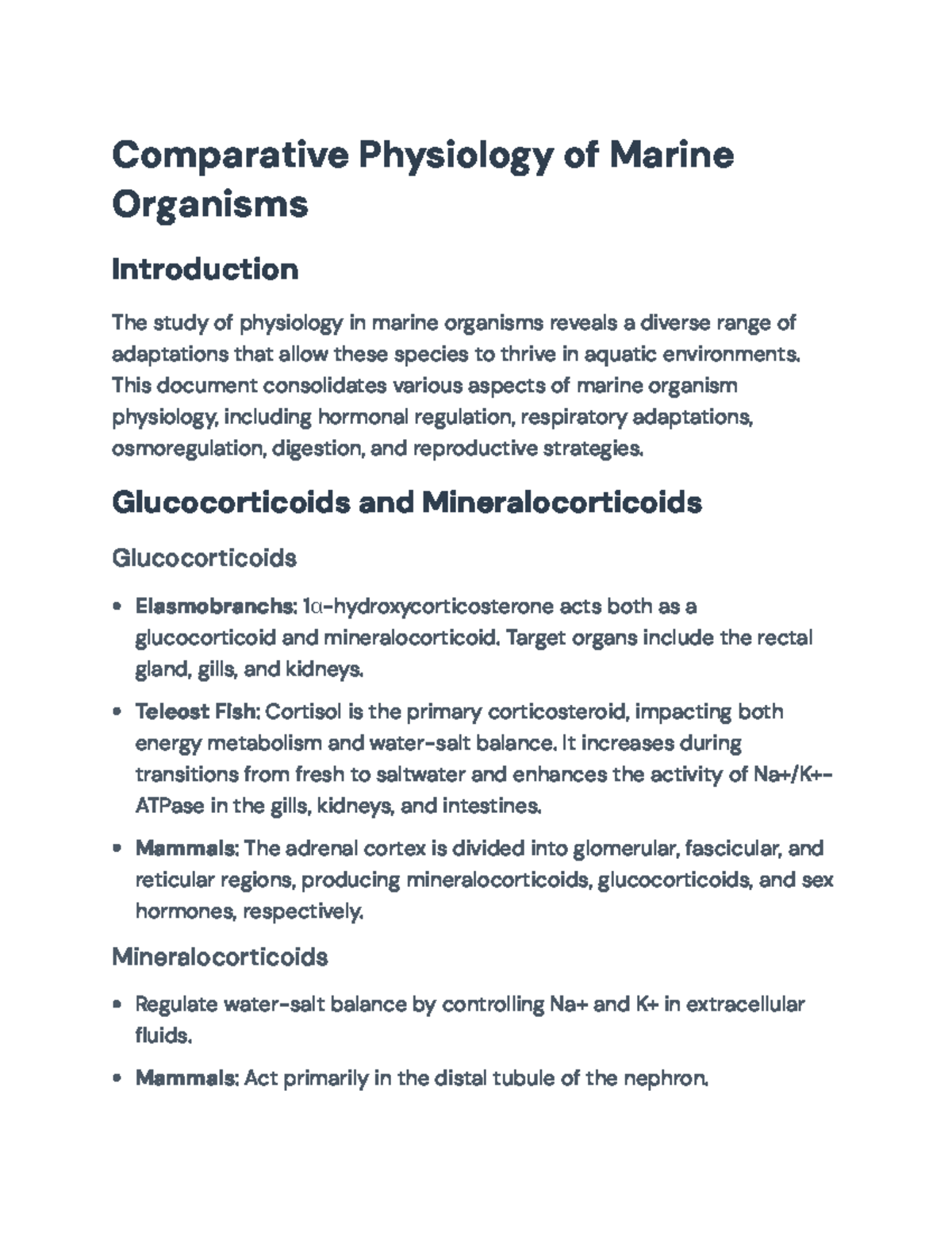 Comparative Physiology of Marine Organisms: Adaptations & Strategies ...
