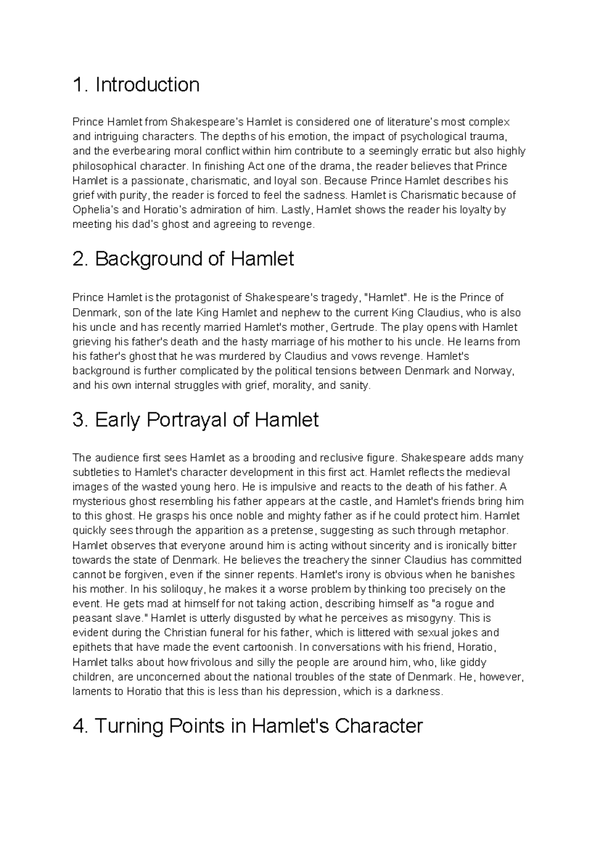 Hamlet (ENG 101): Analyzing the Complexity of Prince Hamlet - Studocu