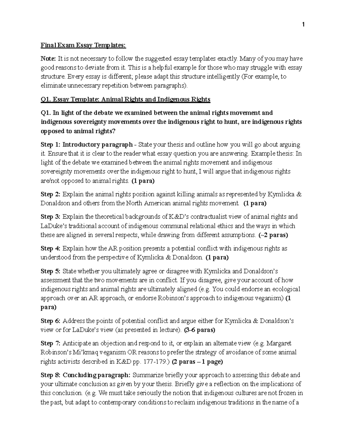 Final Exam Essay Templates: A Guide for Structuring Arguments - Studocu