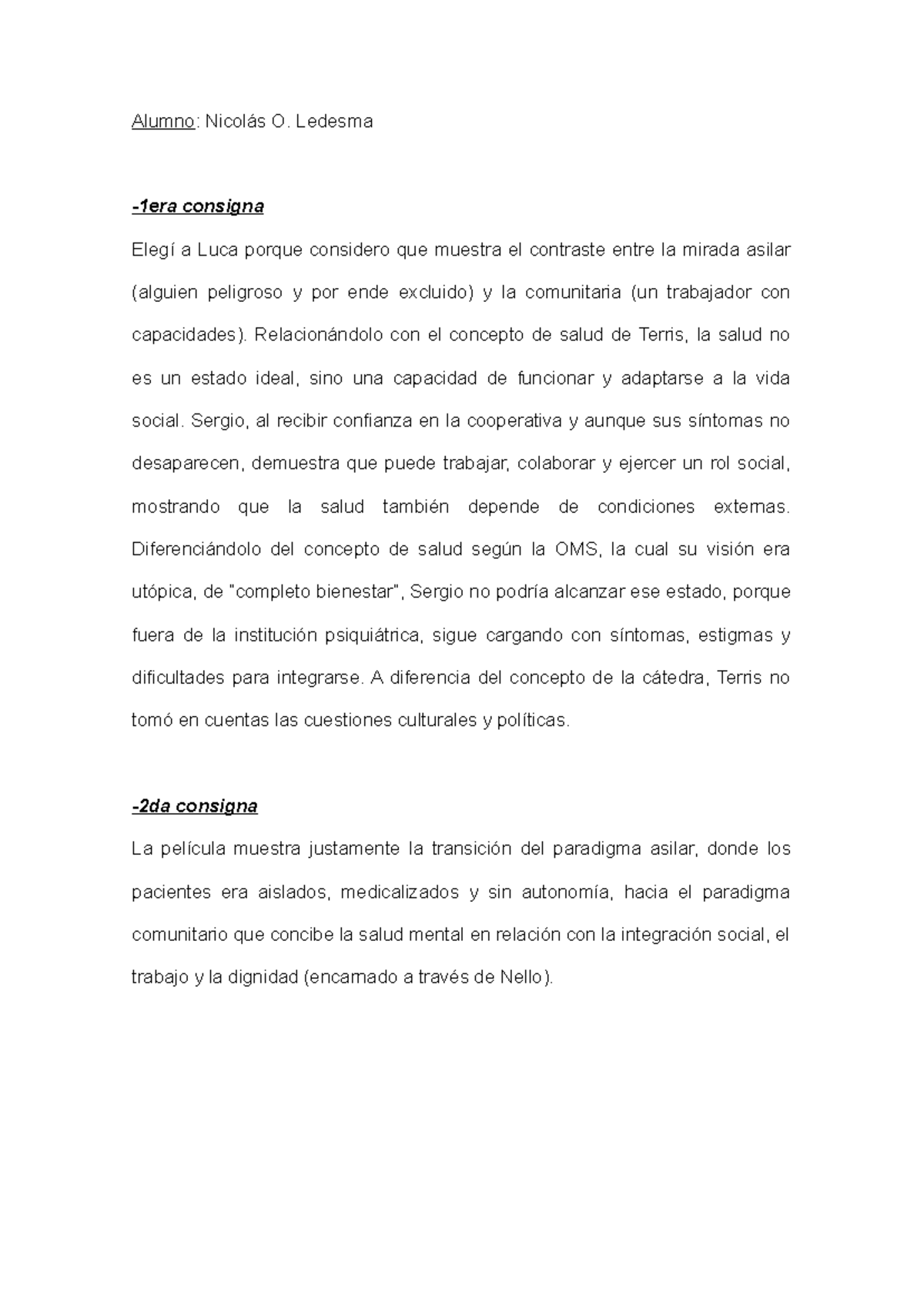 Salud 1er Trabajo: Análisis del Paradigma Asilar vs. Comunitario - Studocu