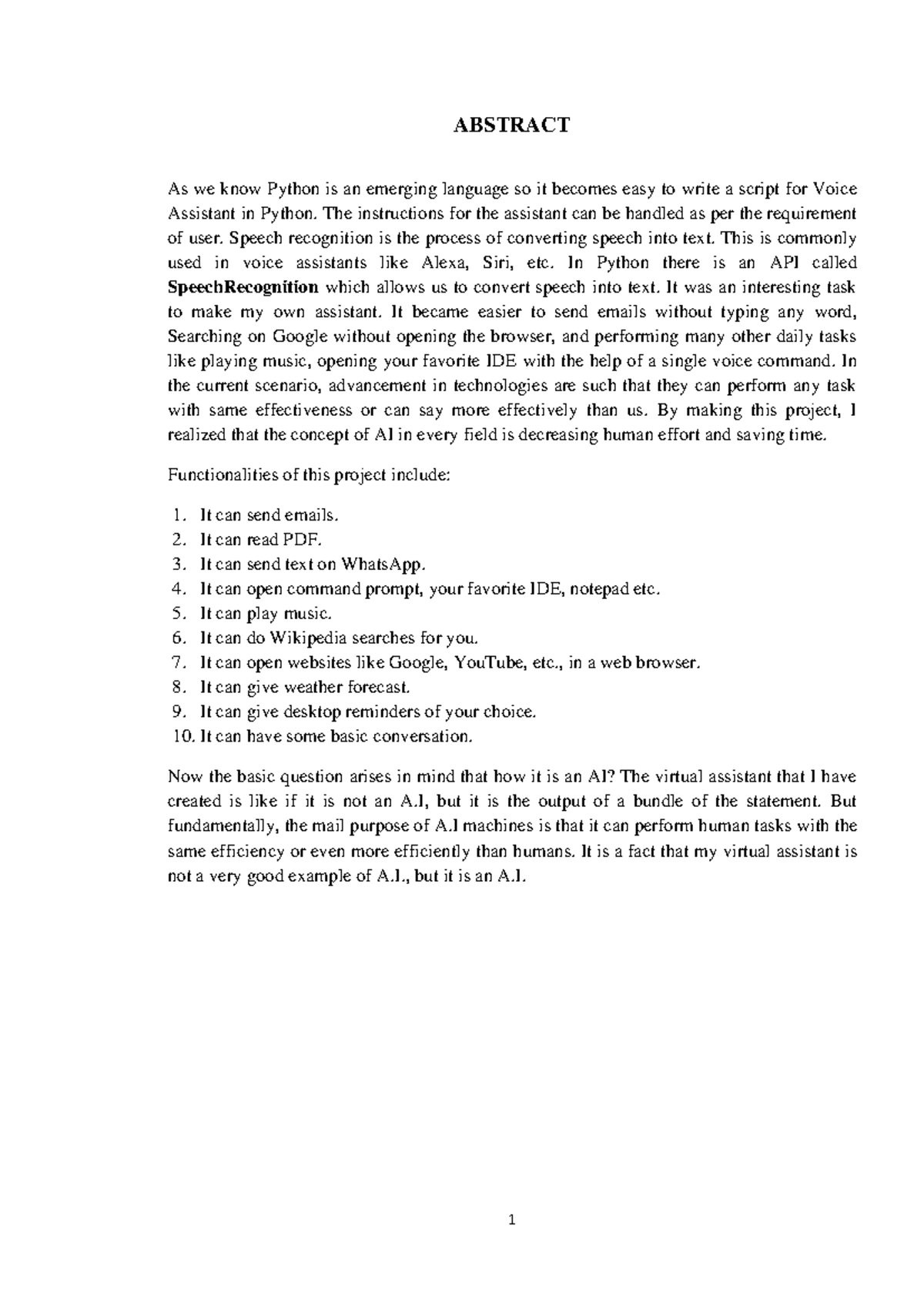 Project report for Jarvis A.I in python - Cloud Computing Technology ...