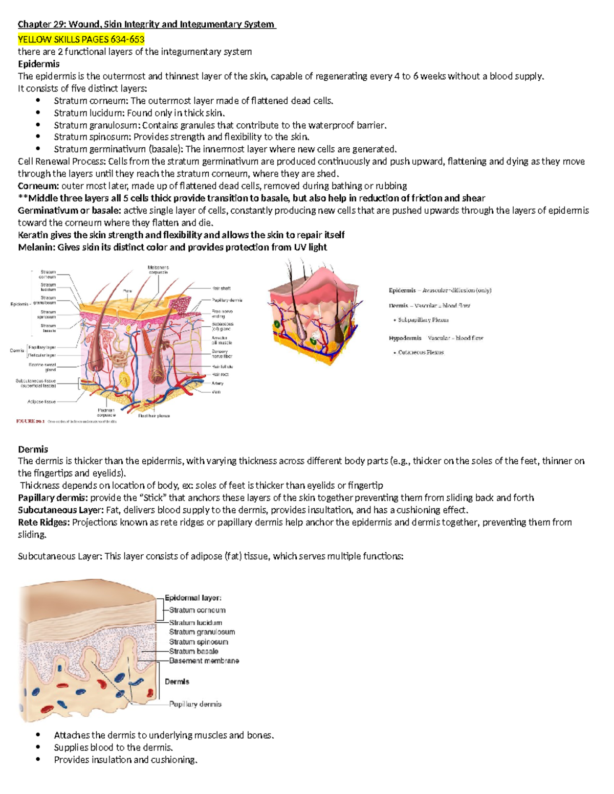 Wound Care and Skin Integrity: NCLEX Review Notes (PG 607-623) - Studocu