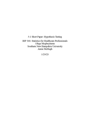 IHP 340 Module Five Short Paper - IHP 340 Module Five Short Paper ...