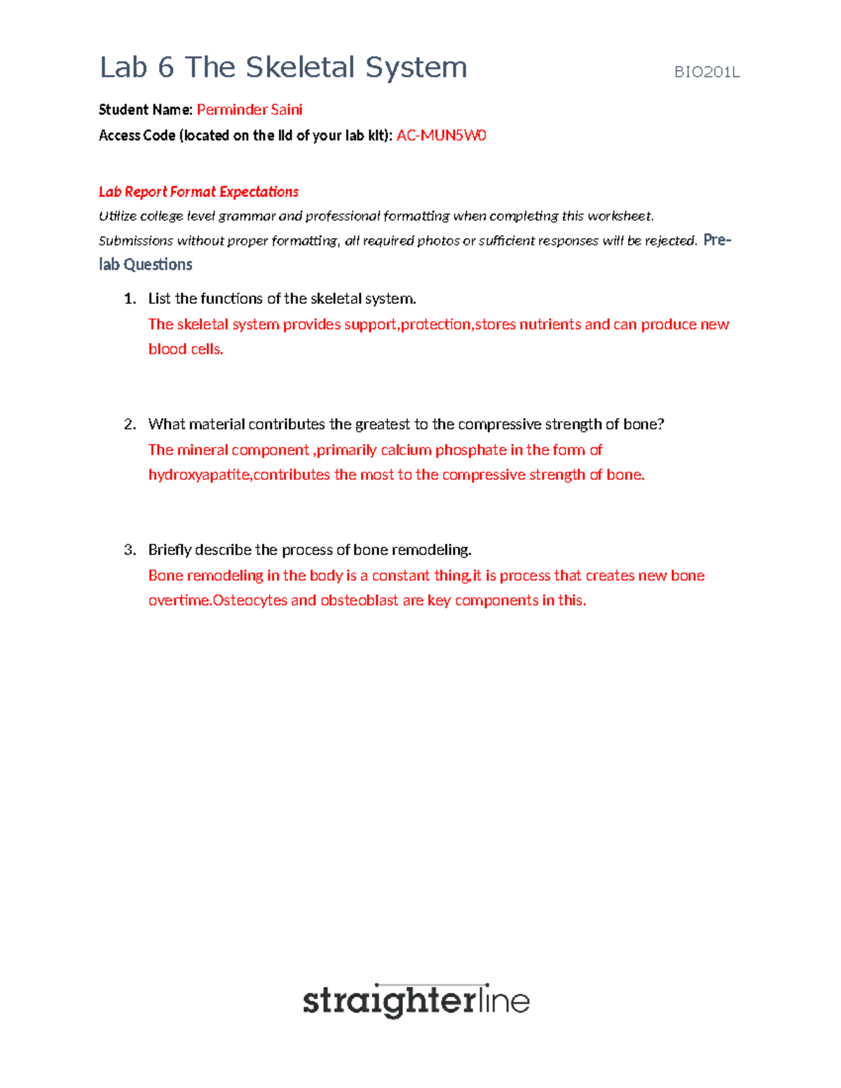 BIO201L Lab 6: Exploring the Skeletal System and Bone Classification ...