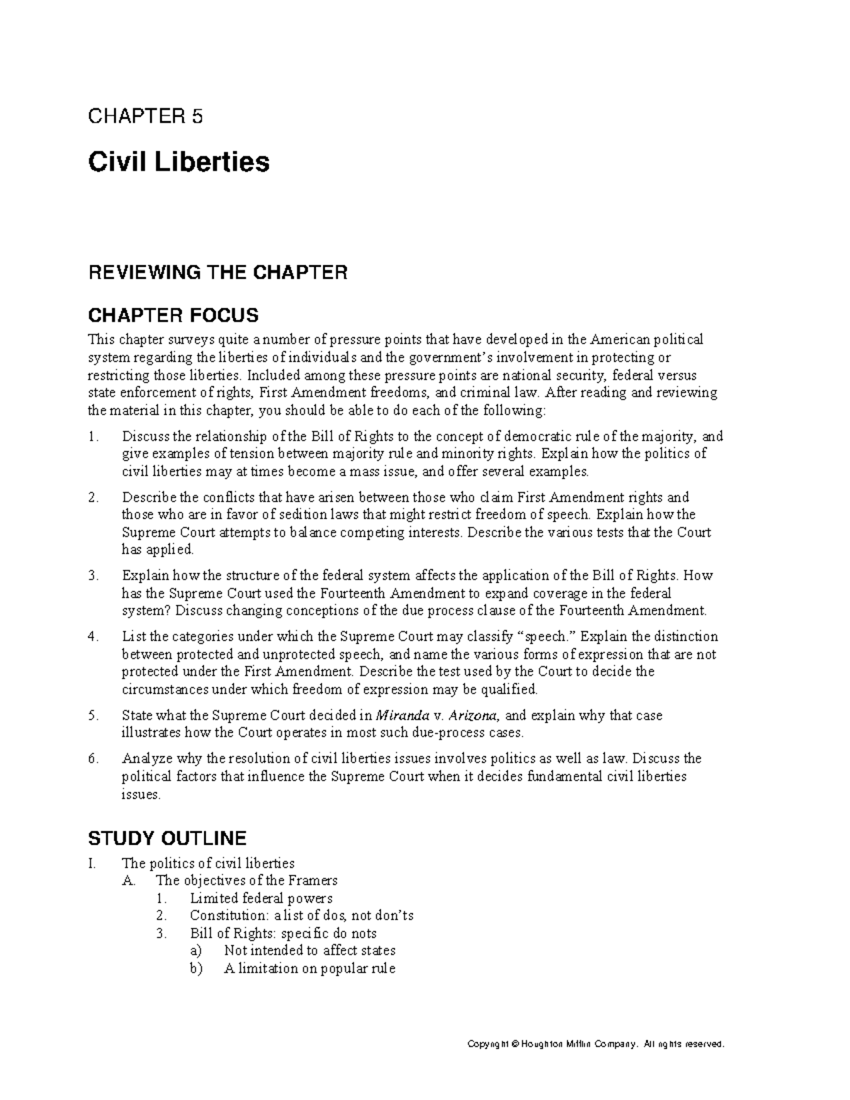 Civilliberties - AP Gov & Politics Final Exam Notes on Civil Liberties ...