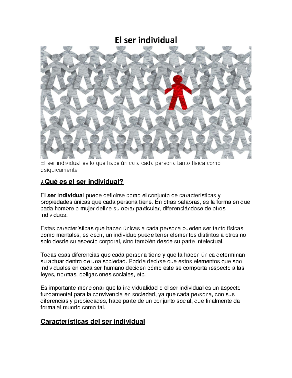 El ser individual - Resumen de apuntes importantes - El ser individual ...