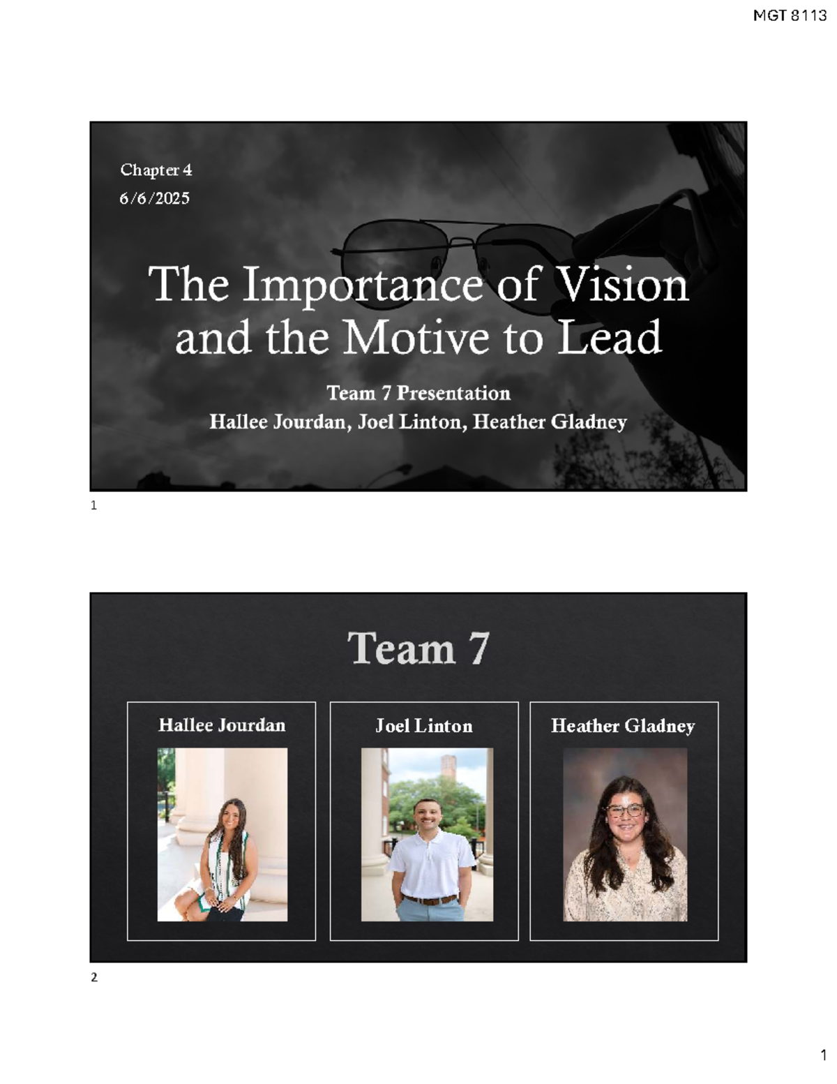 MGT 8113 Chapter 4 - Vision and Leadership Motives Explained - Studocu