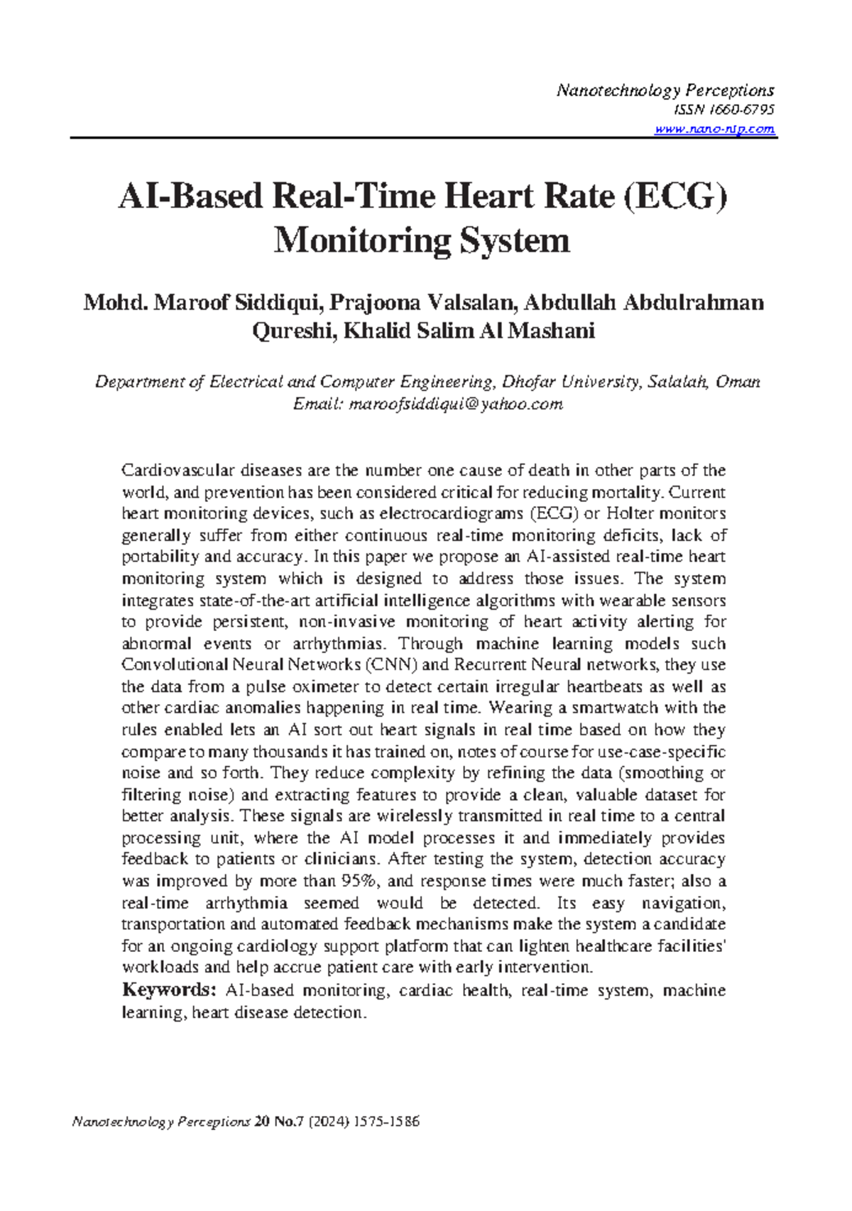 Nanotechnology Perceptions 20 No.7 (2024) Heart Rate Monitoring System ...