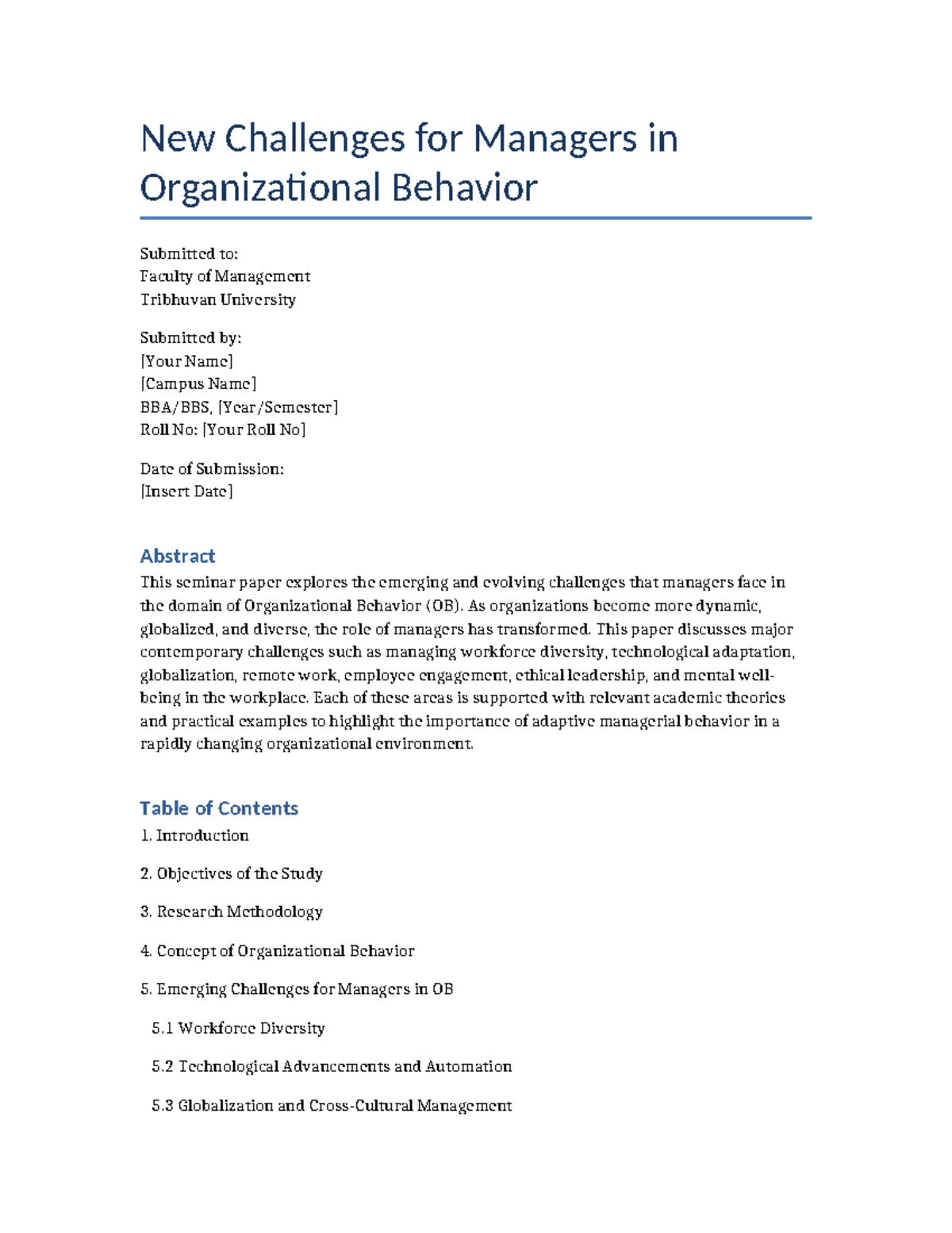 Emerging Challenges for Managers in Organizational Behavior (OB) - Studocu