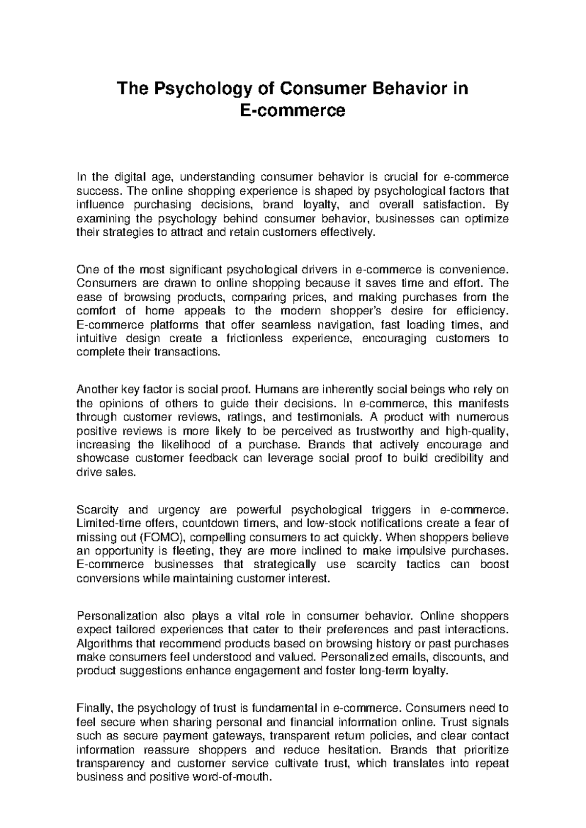 Psychology of Consumer Behavior in the Digital Age - Article 006 - Studocu
